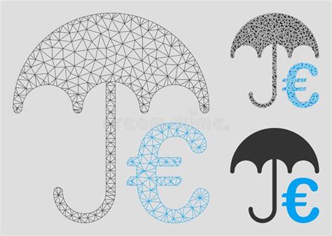 Euro Umbrella Vector Mesh Wire Frame Model And Triangle Mosaic Icon Stock Vector Illustration