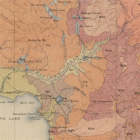 Yellowstone Geologic Map Of Canyon Section 1904 Map Yellowstone Map