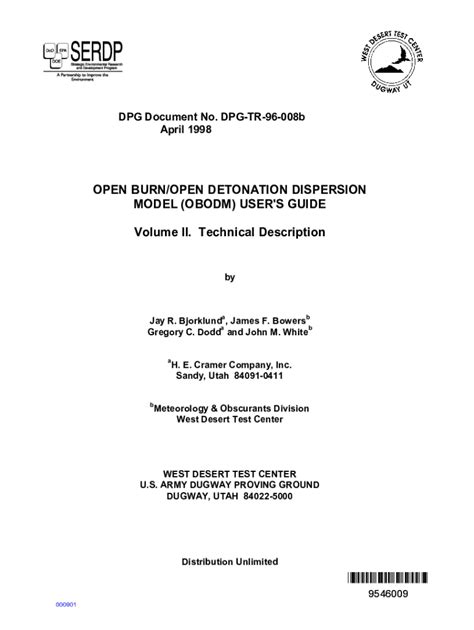 Fillable Online Open Burnopen Detonation Dispersion Model Fax Email Print Pdffiller