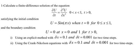 solved 1 calculate a finite difference solution of the