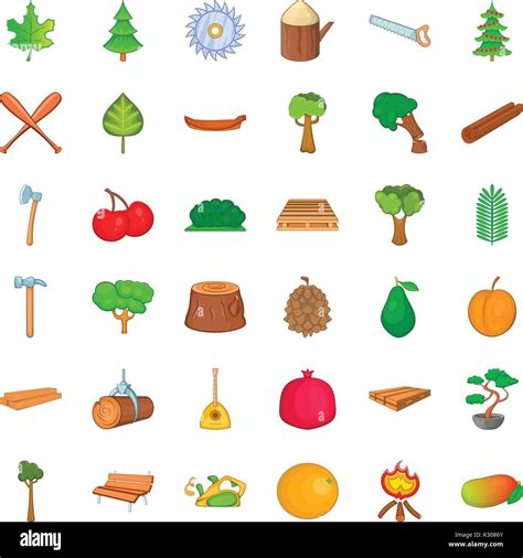 Tree Icons Set Cartoon Style Stock Vector Image Art Alamy
