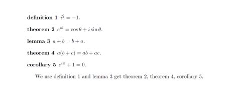 cross referencing label ref consecutively numbered theorems using