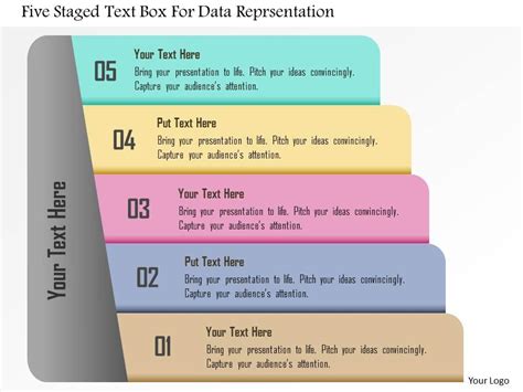 Five Staged Text Box For Data Reprsentation Powerpoint Template PowerPoint Slide Images PPT