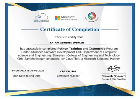 abhishek kathar on linkedin python training internship cloudthat microsoftsolutionspartner…