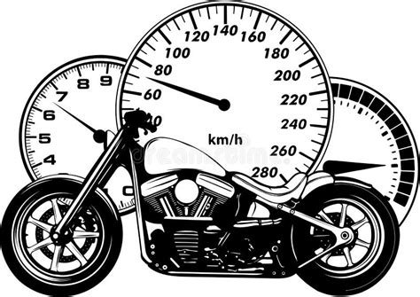 Custom Motorcycle With Speedometer Vector Illustration Design Stock