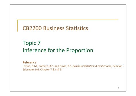 Ch7 Inference For The Proportion Book Cb2200 Business Statistics