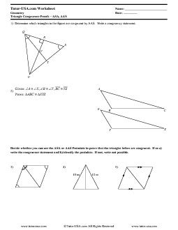 Worksheet Triangle Congruence Proofs AAS ASA Postulates Geometry Printable