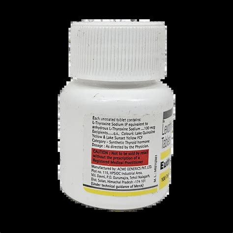 Euthyrox 100mcg Tablet 100s Uses Side Effects Price And Generic