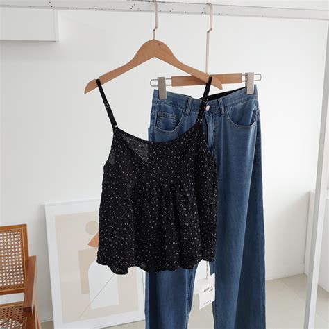 안개꽃나시 플라워 프린트 끈 뷔스티에 조끼 에이블리