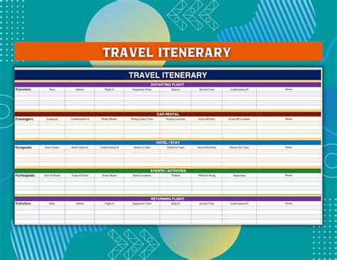 Itinerario Di Viaggio Modello Fogli Google Pianificatore Etsy Italia