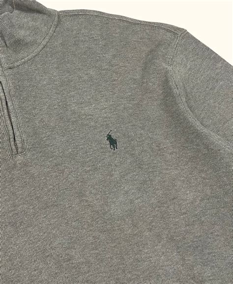 Jersey Quarter Zip Vintage Polo Ralph Lauren Gris 2000s Canalla Vintage