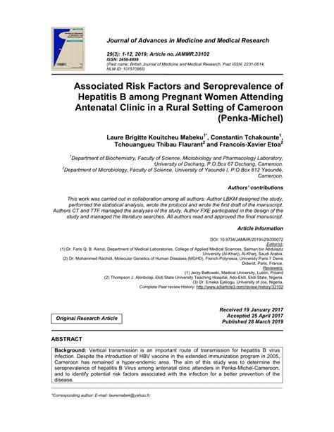 Pdf Associated Risk Factors And Seroprevalence Of Hepatitis B Among