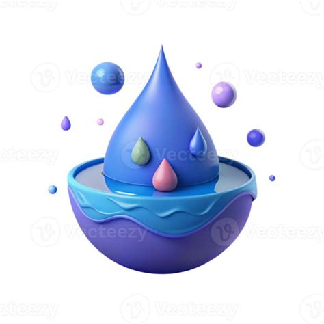 3d Water Drop Illustration With Ripple Effect 52569189 Png