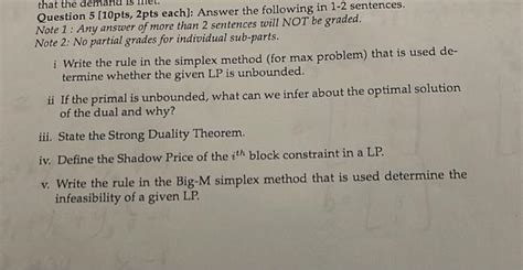 Solved Question 5 [10pts 2pts Each] Answer The Following