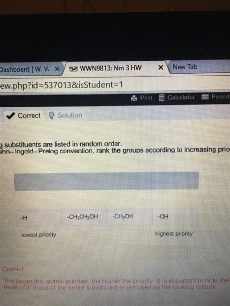 Solved Using The Cahn Ingold Prelog Convention Rank The