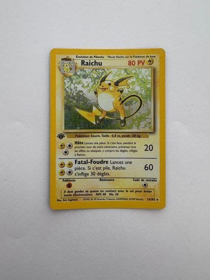 PokÉmon Raichu Holographic Card First Edition In France