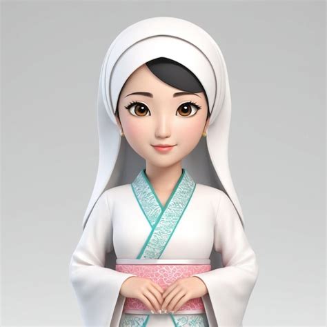 Novas Musulmanas Japonesas Con Ropa Tradicional Vector 3d Vector Premium
