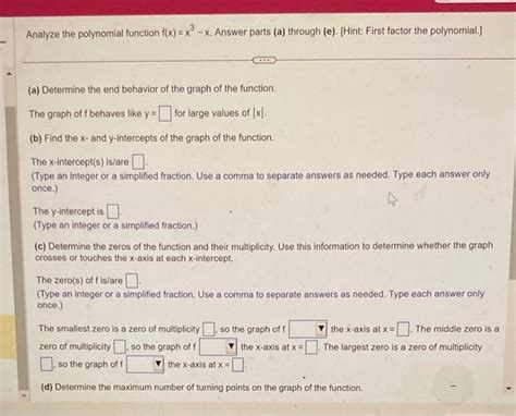solved analyze the polynomial function f x x3−x answer