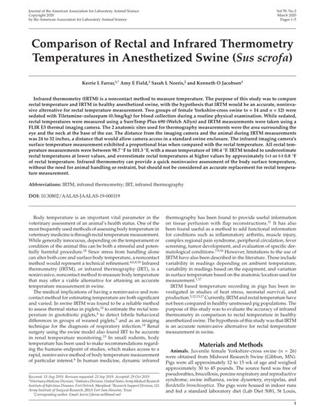 Pdf Comparison Of Rectal And Infrared Thermometry Temperatures In