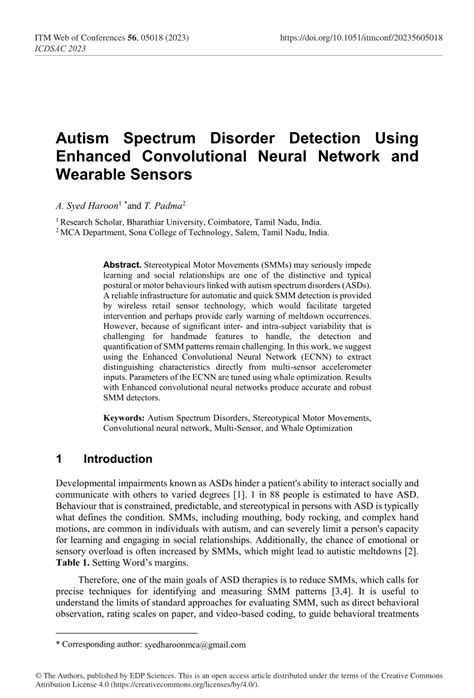 Pdf Autism Spectrum Disorder Detection Using Enhanced Convolutional