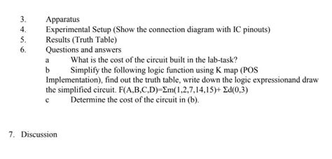 Solved Lab Work Simplify The Following Logic Function Using