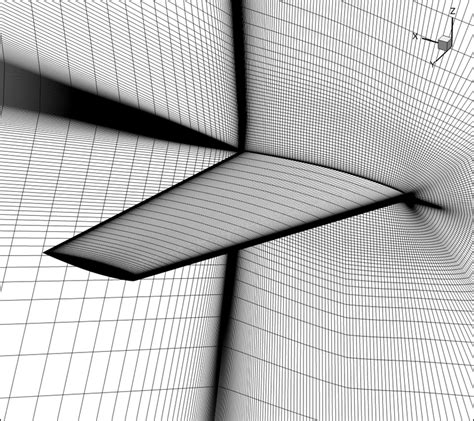 view of c h meshes over the m6 wing with sharp trailing edge c