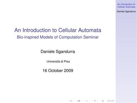 An Introduction To Cellular Automata Istituto Di Informatica E