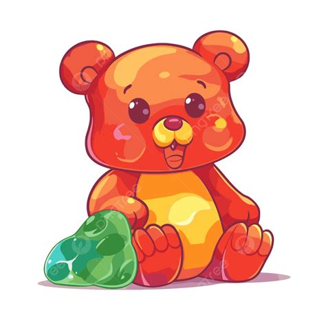Gummy Bear Clipart Cute Stuffed Bear With Ball Of Jujube Candy Vector