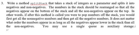 Solved 3 Write A Method Splitstack That Takes A Stack Of