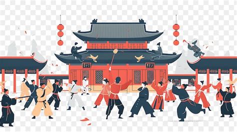중국 무술 디자인은 강력하고 평평합니다 2d 배너 포스터 티셔츠 달 프리미엄 Ai 생성 Psd