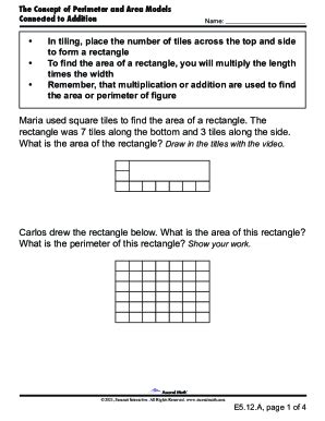 Fillable Online Maria Used Square Tiles To Find The Area Of A Rectangle The Fax Email Print