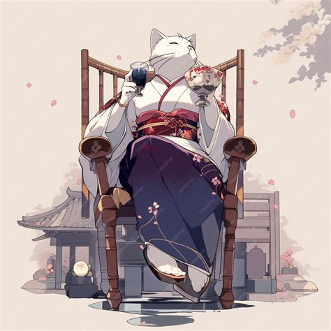 Personaje De Anime Sentado En Una Silla Con Un Gato En Su Regazo Ai