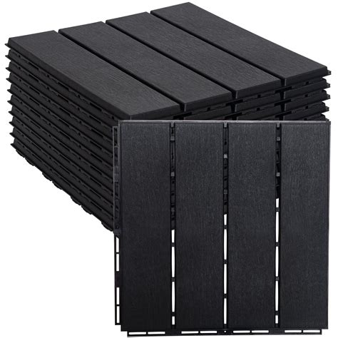 Plastic Interlocking Deck Tiles 12x12 Patio Deck Tiles 9 Pack