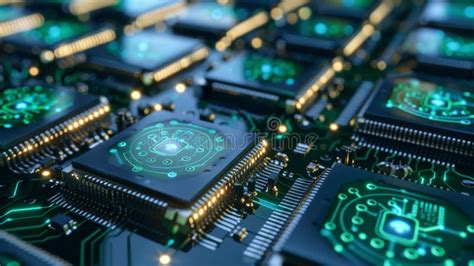 Secure Microchips With Futuristic Circuitry Design Stock Illustration