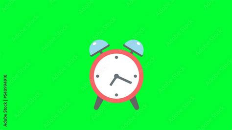 Alarm Clock Animation In Green Screen 4k Clock With Moving Arrows Clock Time Lapse 2d Cartoon