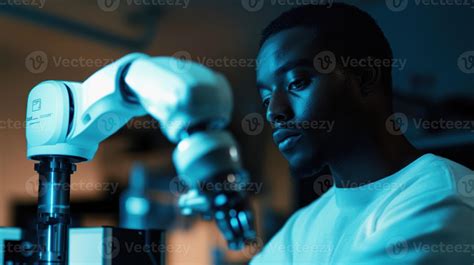An Automated Robotic Arm Performing Precision Assembly Tasks With A Worker Observing And Ready