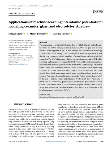 Applications Of Machine‐learning Interatomic Potentials For Modeling Ceramics Glass And