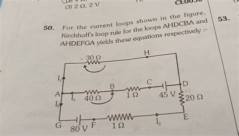 Kirchhoffs Loop Rule For The Loops Ahd Figure Ahdefga Yields These Equa