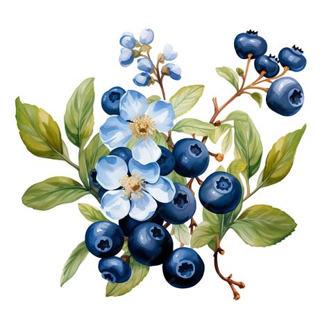 Premium Ai Image Beautiful Blueberry Illustration With Flowers In A