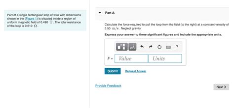 Solved Part Of A Single Rectangular Loop Of Wire With Chegg Com