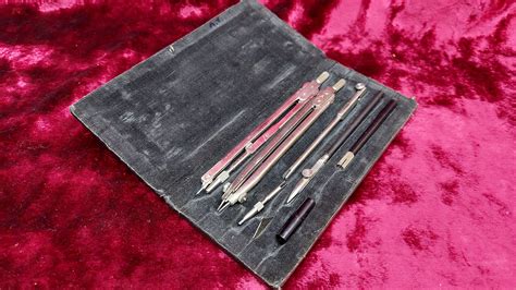 Vintage Compass Set School Supplies Drawing Tool Set Descriptive Geometry Compass Drafting Tools