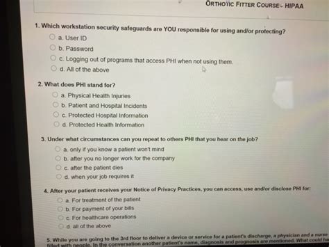 Orthotics Course Hipaa Hitech Test Questions