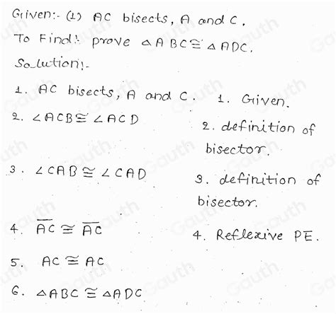 Solved A Directions Compltte The Two Column Proof 1 Given Ac Bisects∠ A And Andc Prove Delta