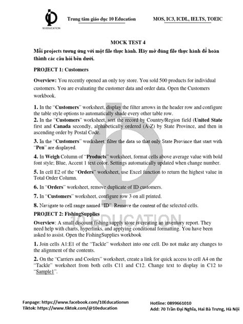 Mock Test 4 Download Free Pdf Worksheet Microsoft Excel