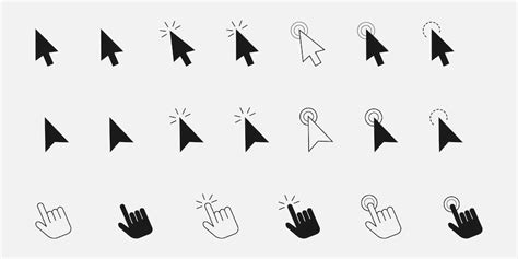 Premium Vector Computer Mouse Click Cursor Gray Arrow Icons Set And Loading Icons Cursor Icon