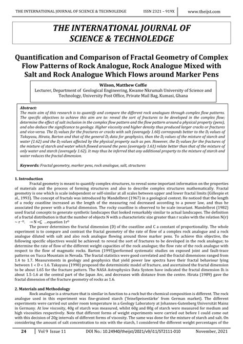 Pdf Quantification And Comparison Of Fractal Geometry Of Complex Flow Patterns Of Rock