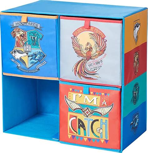 Idea Nuova Harry Potter Collapsible Storage Cubby Unit And Bookshelf With 3 Collapsible Cubes