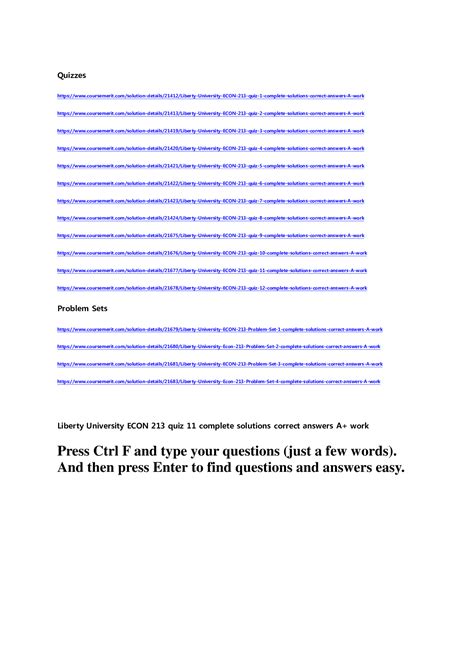 ECON 213 Quiz 11 Complete Solutions Correct Answers Key Updated Scholarfriends
