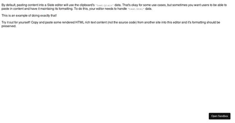 Slate Minimal Paste Html Example Codesandbox