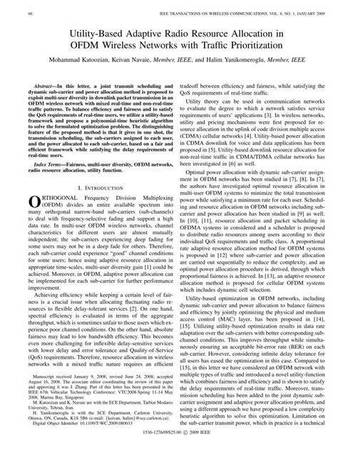 Pdf Utility Based Adaptive Radio Resource Allocation In Ofdm Wireless Networks With Traffic